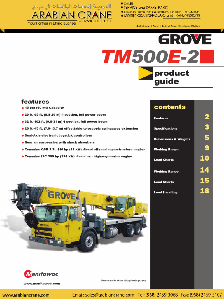 Grove TM500E 2 Product Guide | PDF | Truck | Crane (Machine)