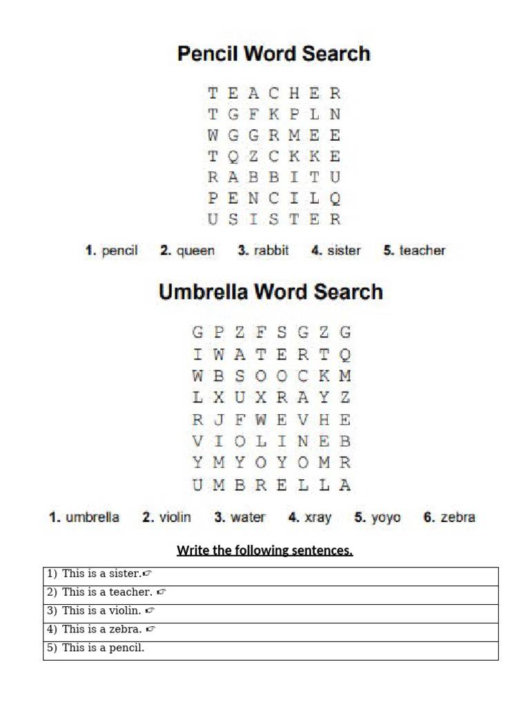 Write the following sentences | PDF