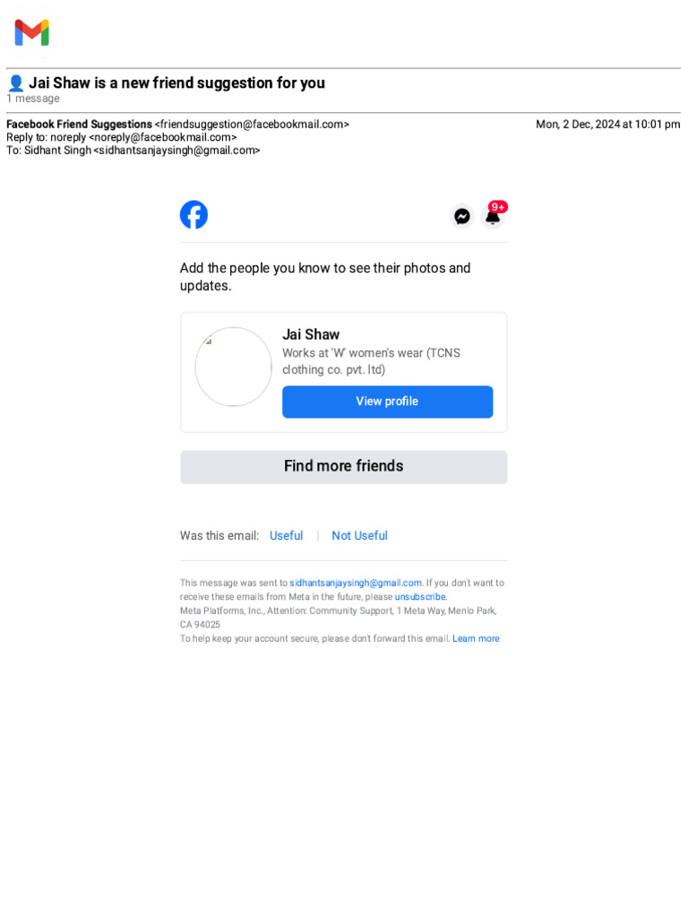 Gmail - ? Jai Shaw Is A New Friend Suggestion For You | PDF