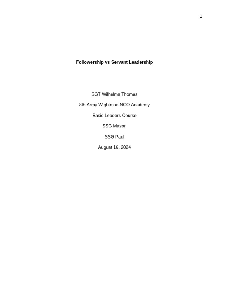 Followership and Servant Leadership in the Army | PDF | Servant ...