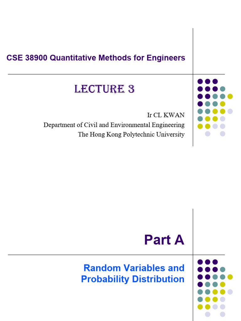 Lecture 3 - CSE38900 - Rev | PDF | Probability Density Function | Probability Distribution