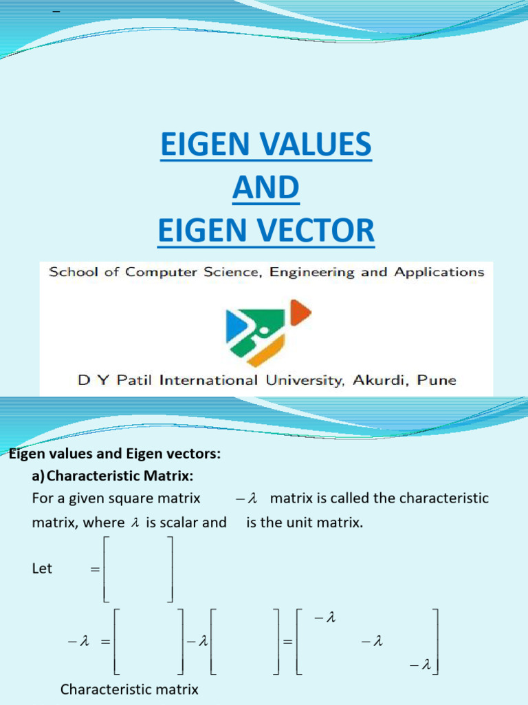 U1-L-8 Eigen Values and Vector | PDF | Eigenvalues And Eigenvectors | Matrix (Mathematics)