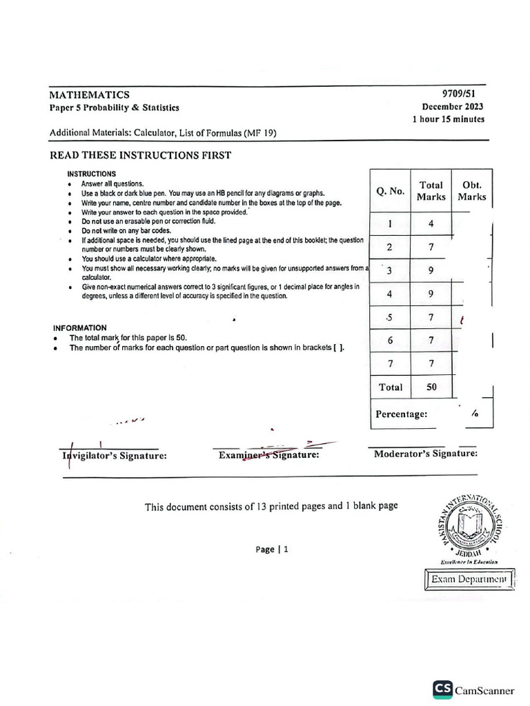 Maths P5 Statistics Unsolved - 2023-2024 | PDF