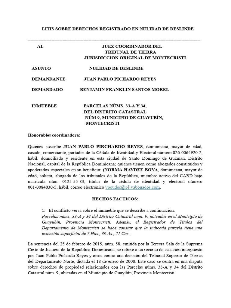 Nulidad de Deslinde en Montecristi | PDF | Debido al proceso | Sentencia (ley)