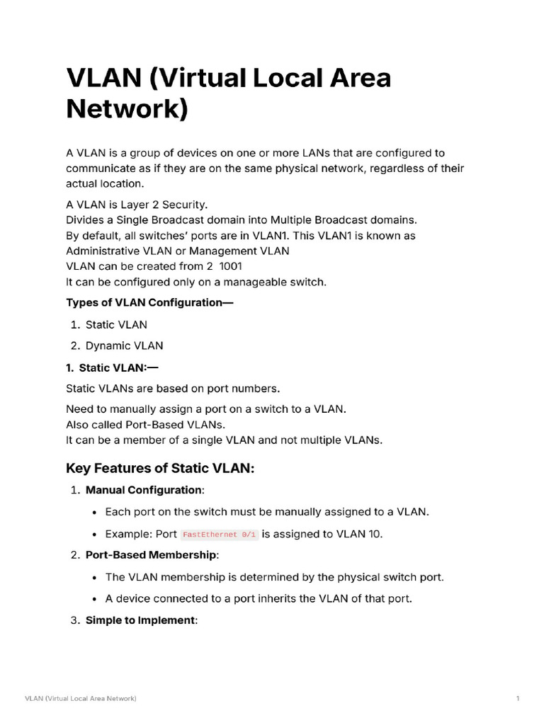 Exploring VLANs (Virtual Local Area Networks) ! | PDF