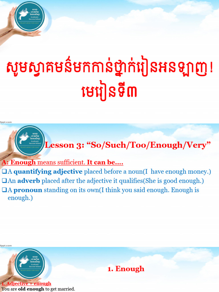 Lesson 3-Enough-Too-Very-So-Such (Autosaved) (Autosaved) | PDF ...