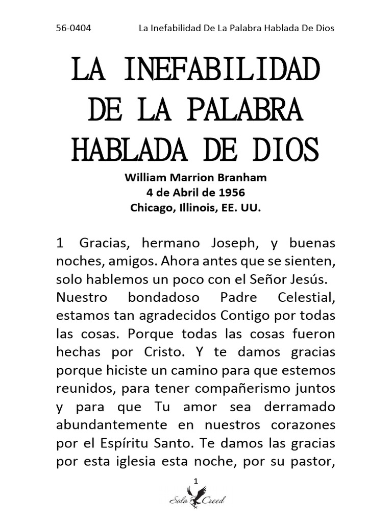 56-0404 La Inefabilidad de La Palabra Hablada de Dios Hub | PDF ...
