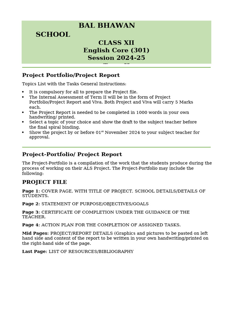Class 12 English ASL Project Term 2 | PDF | Fear | Psychology