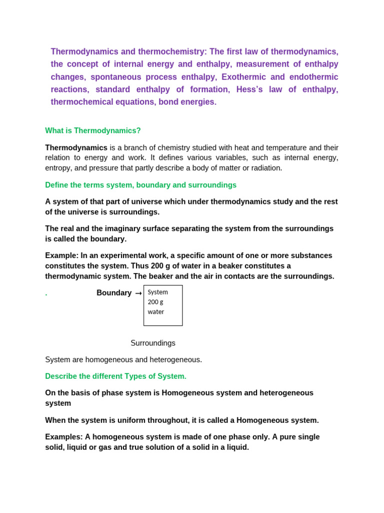 Thermodynamics and Thermochemistry - Chem-1 | PDF | Enthalpy | Heat