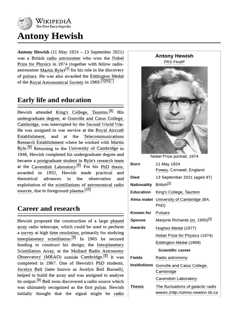 Antony_Hewish | PDF | Astronomy