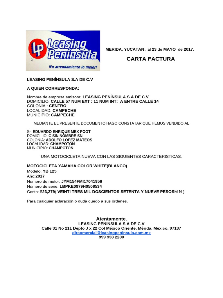 Carta Factura | PDF