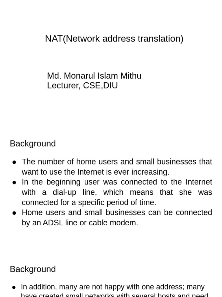 NAT (Network Address Translation) | PDF | Router (Computing) | Ip Address
