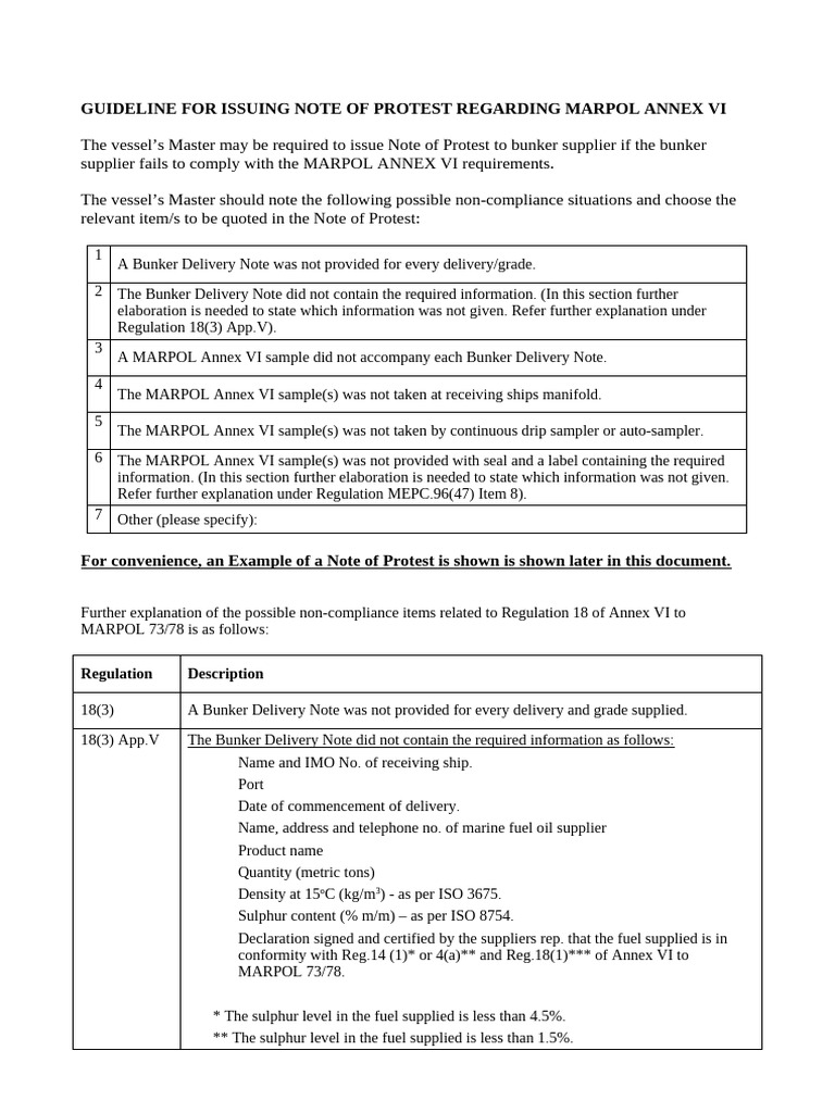 Guidelines For Note of Protest | PDF | Shipping