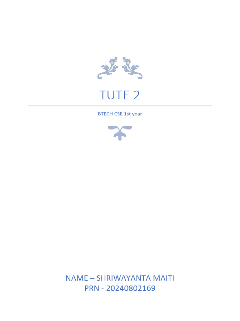 Tute 2 | PDF