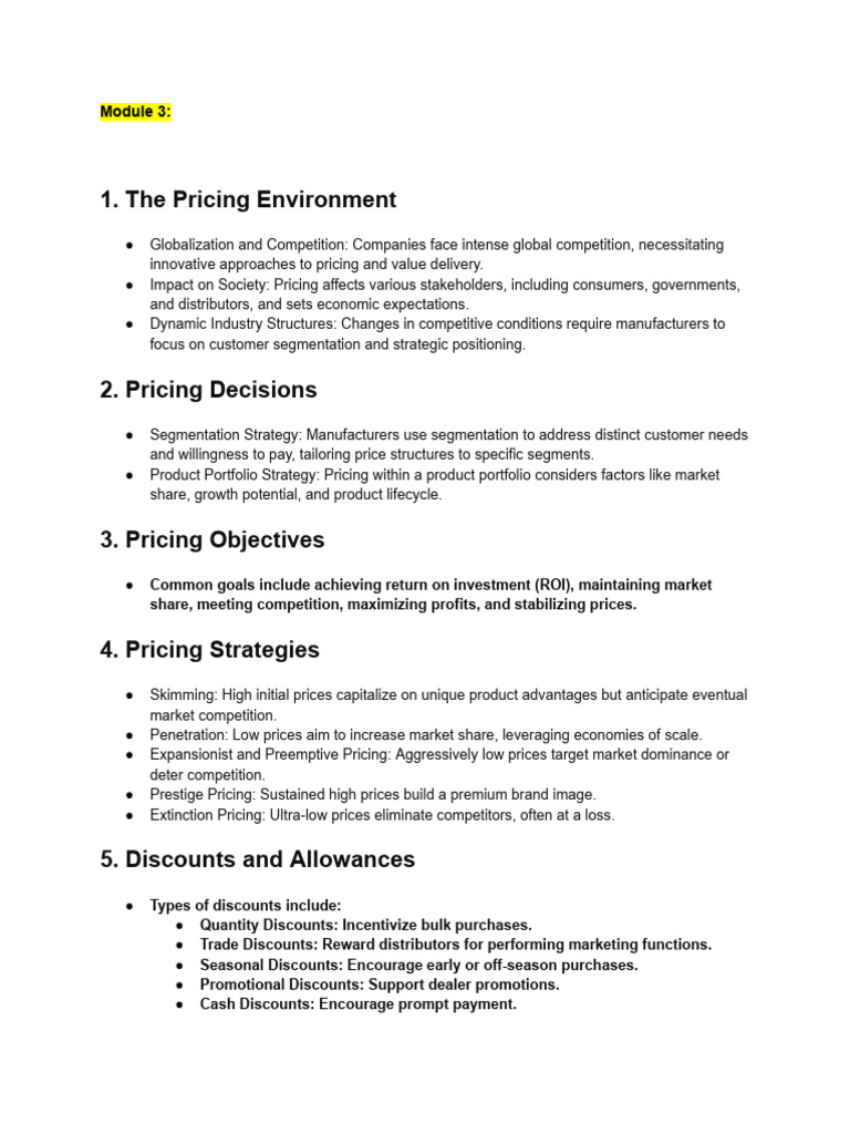 Modeule Summarized For Mid | PDF | Pricing | Prices