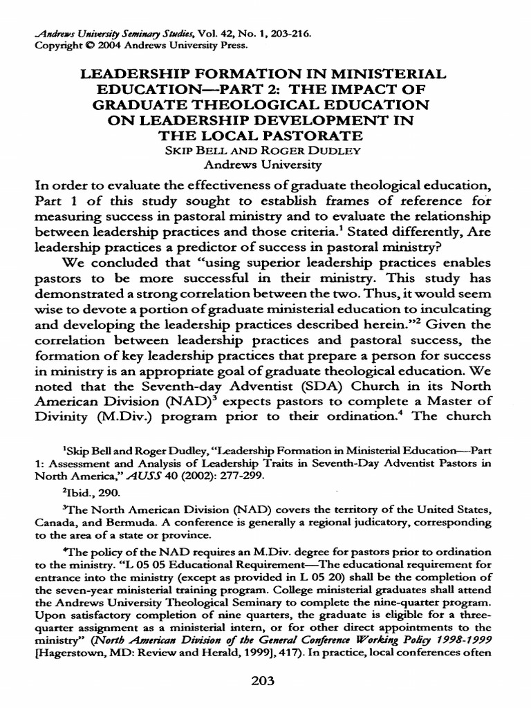 Leadership Formation in Ministrieal Education | PDF | Elder ...