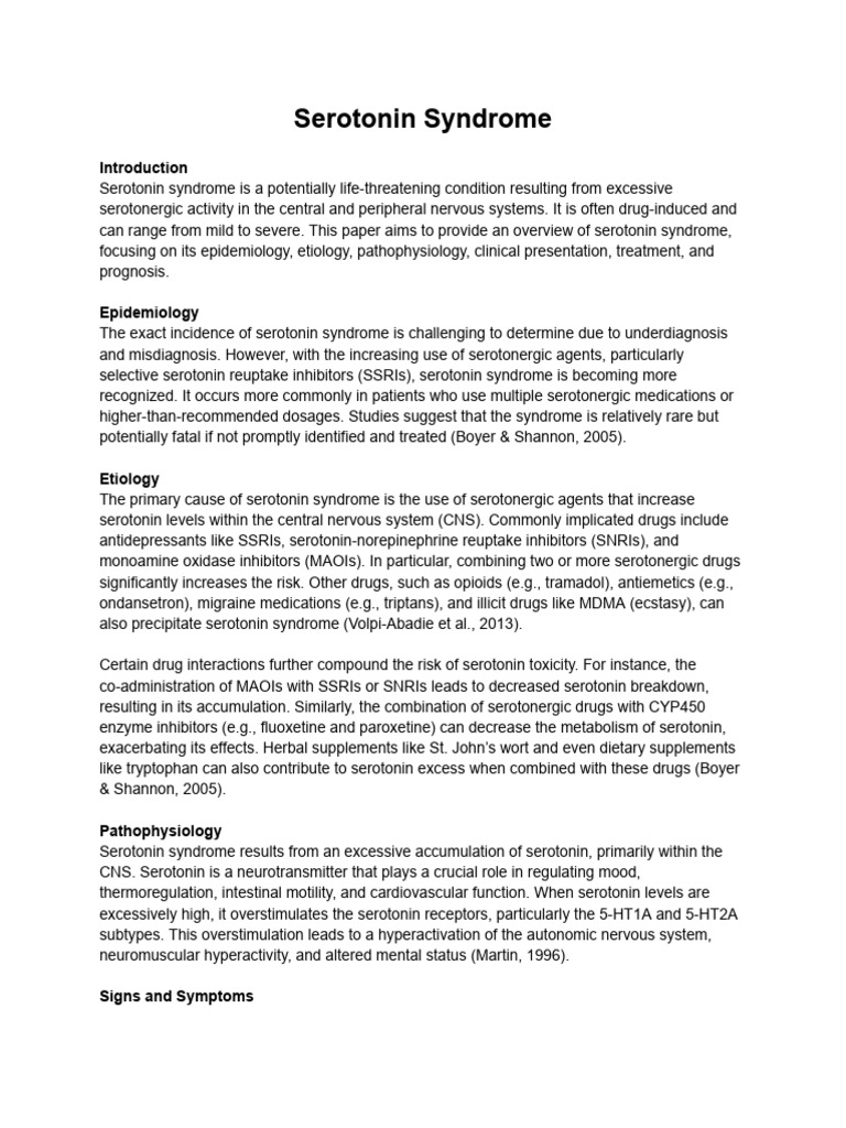 Serotonin Syndrome.pdf | PDF | Serotonin | Selective Serotonin Reuptake Inhibitor