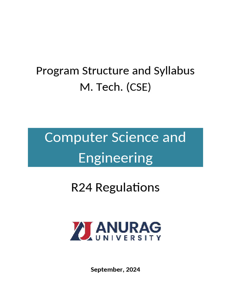 R24-M.Tech (CSE) Course Structure and Syllabus | PDF | Scheduling (Computing) | Process (Computing)