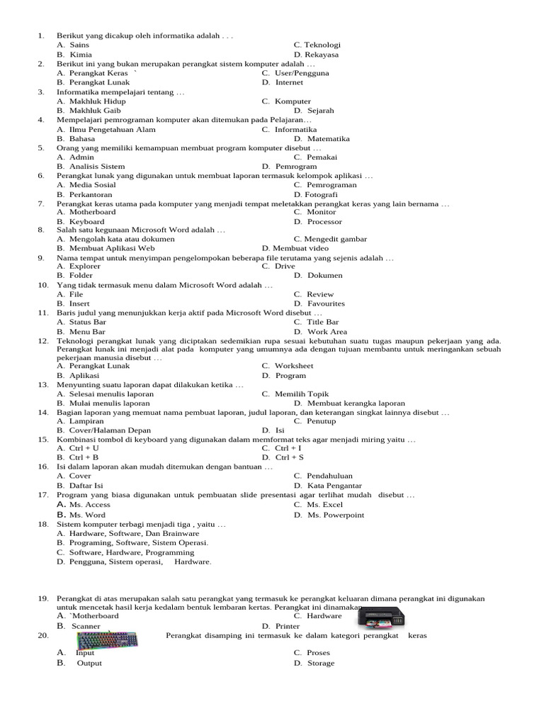 SOAL TIK KLS 8 | PDF