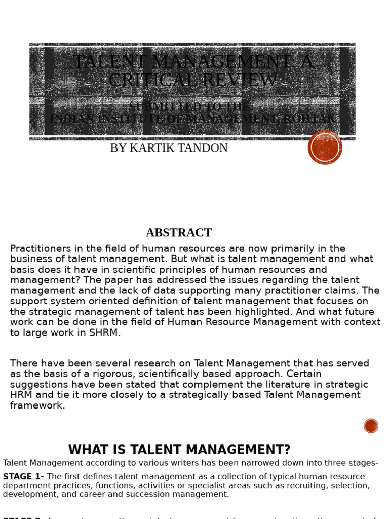 Talent Management Critical Framework | PDF | Talent Management | Human ...