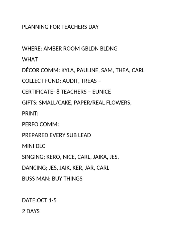 Teachers Day Event Planning Guide | PDF