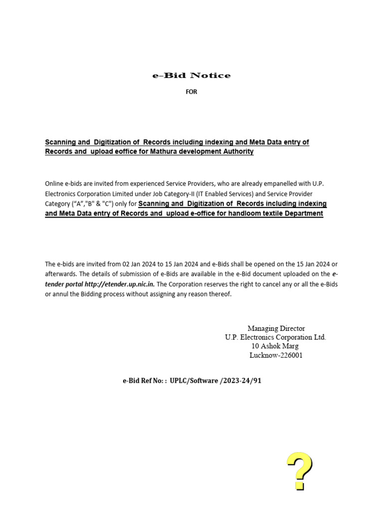 Swast Tender For Press | PDF