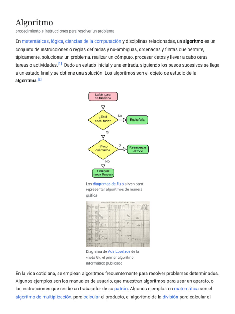 Definición y Uso de Algoritmos | PDF | Algoritmos | Ciencias de la ...