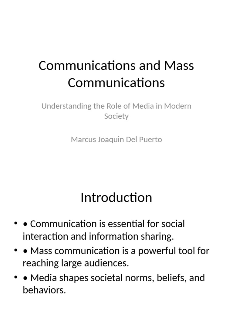 Communications and Mass Communications Presentation | PDF