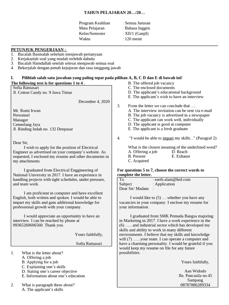 LATIHAN Soal Bhs Inggris Kelas XII | PDF