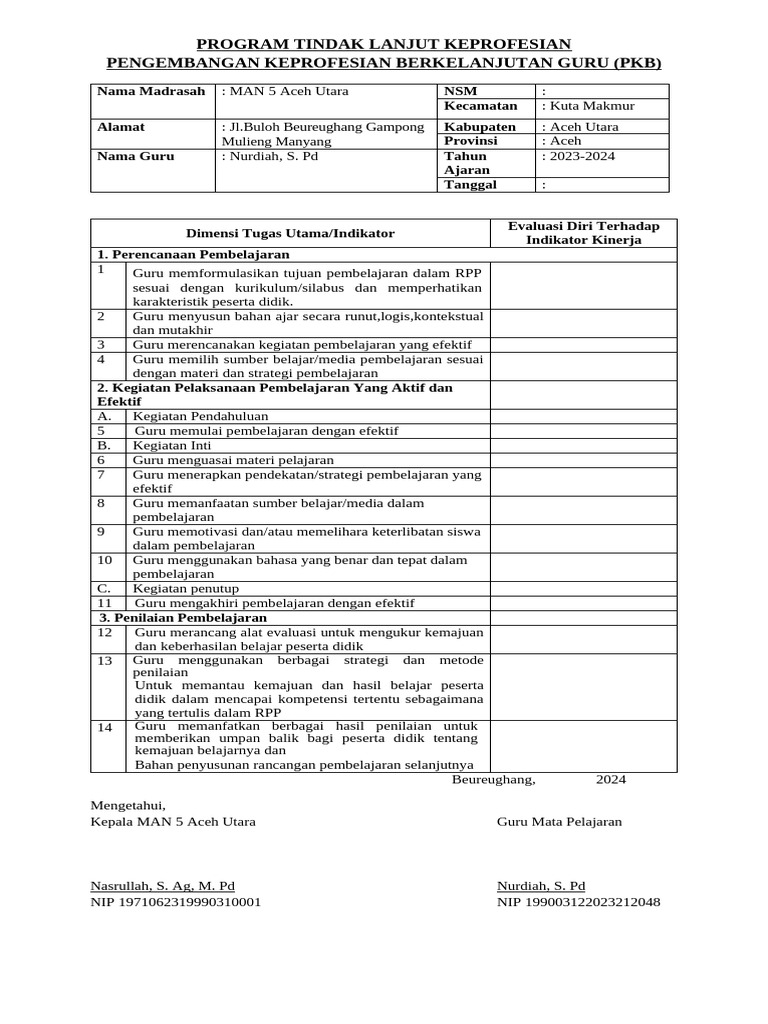 Program Tindak Lanjut Keprofesian | PDF