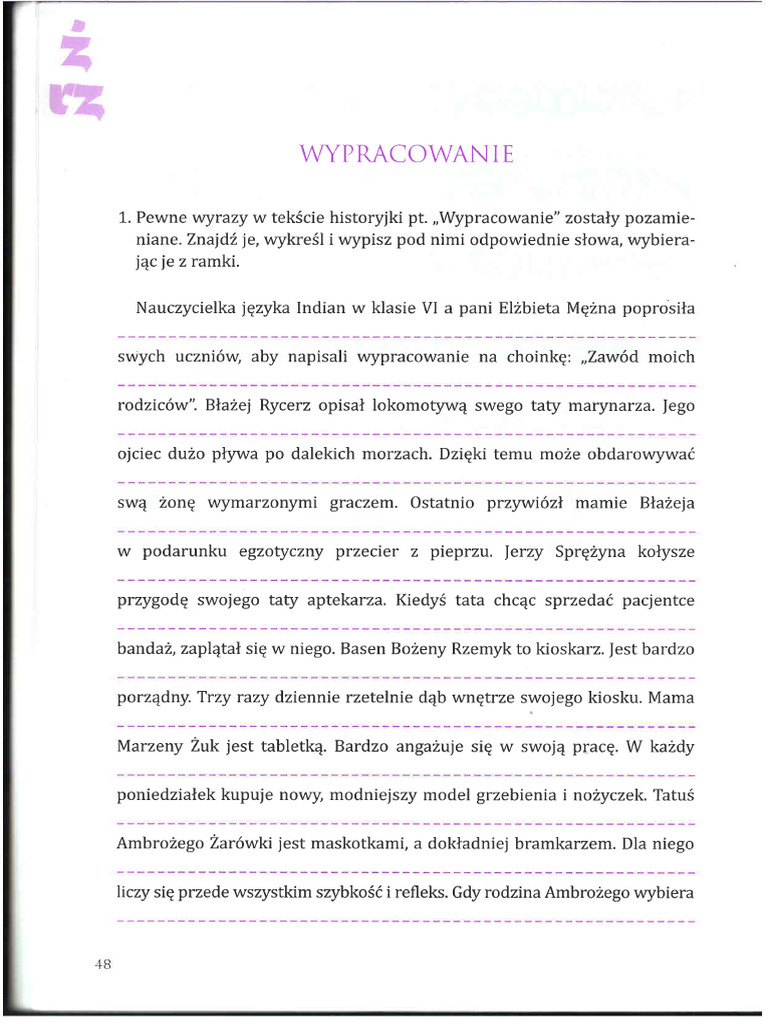 Zad CW Z Z RZ Praca Z Tekstem Czesci Mowy | PDF