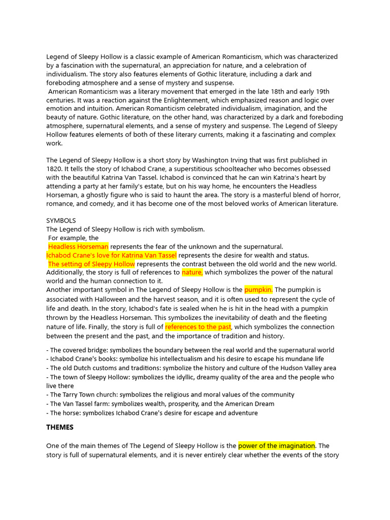 "Exploring Sleepy Hollow's Romanticism" | PDF | The Legend Of Sleepy Hollow