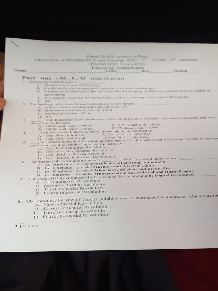 Emerging Technologies Exam by Hamza 2014 | PDF