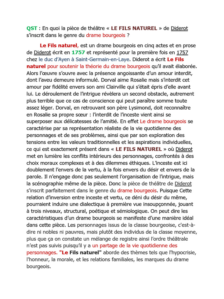Drame bourgeois et romantique en théâtre | PDF