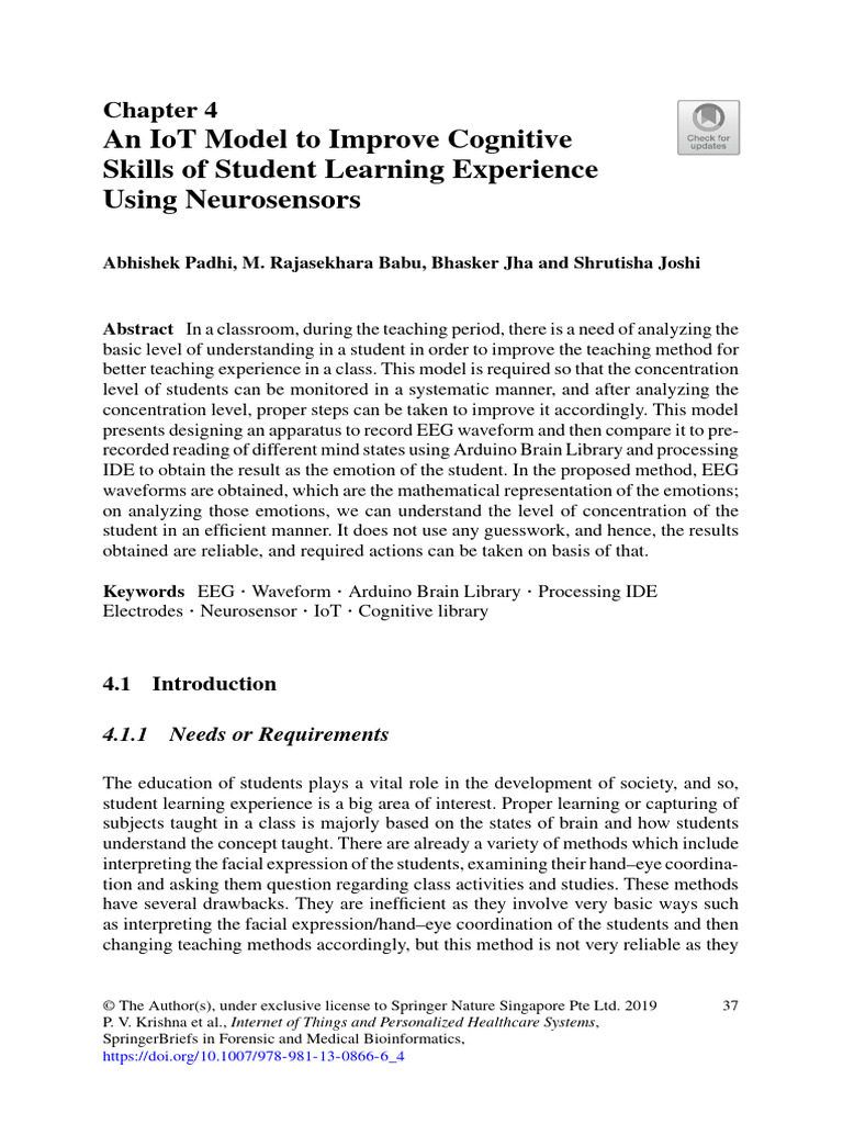 An Iot Model To Improve Cognitive Skills of Student Learning Experience ...