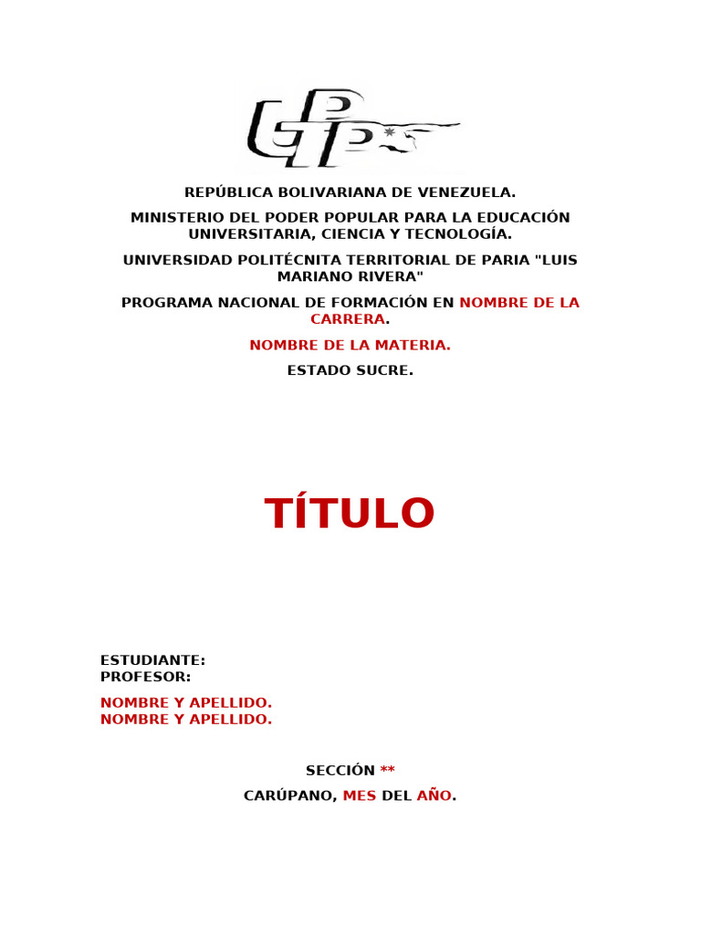 Membrete Universidad Uptp | PDF