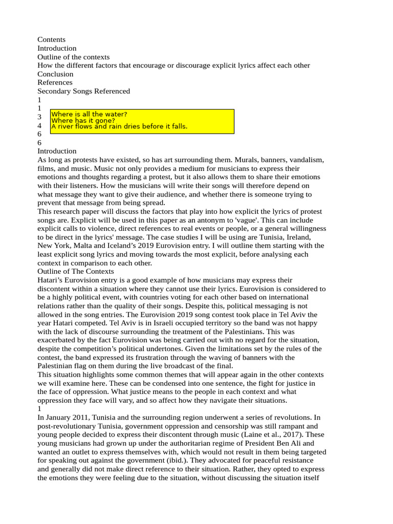 Protest Music and The RIver Poem | PDF | Northern Ireland | Emotions