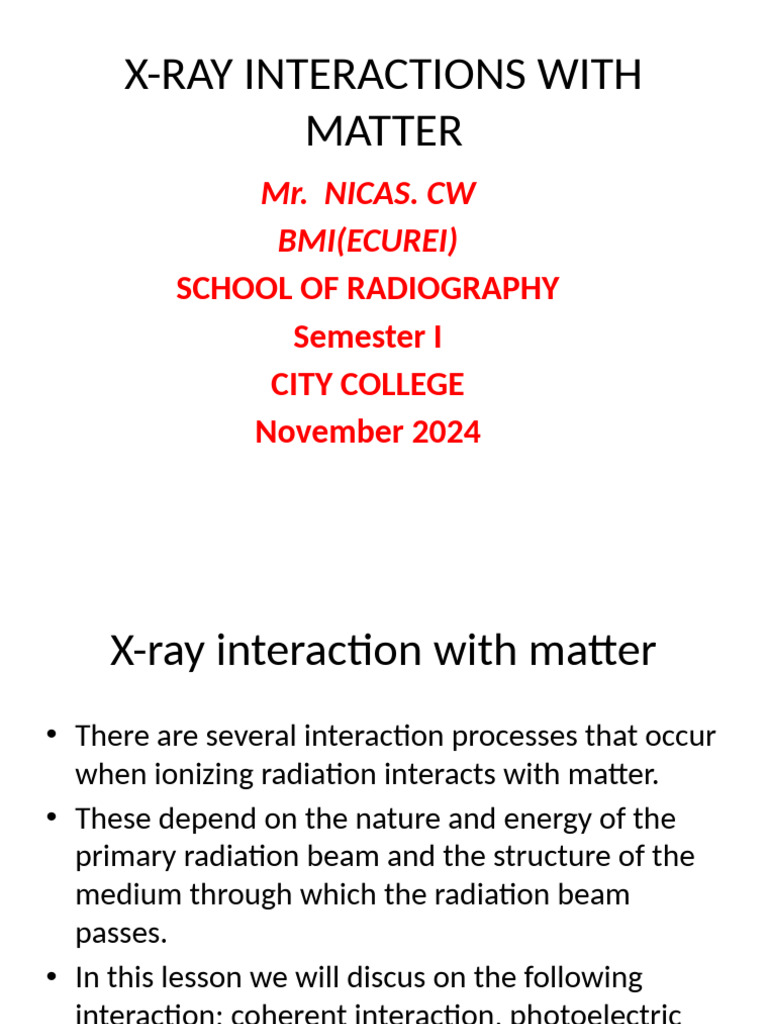 X-Ray Interactions with Matter Explained | PDF | Attenuation | Electron