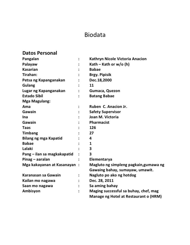 Biodata - For Merge | PDF