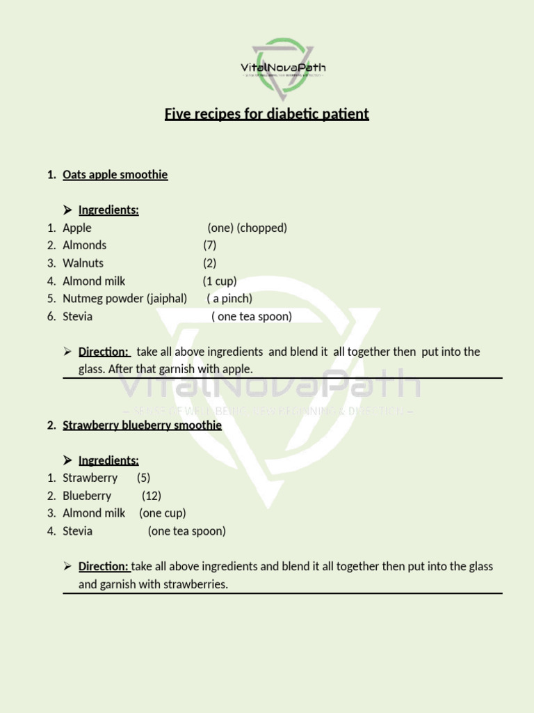 Diabetic-Friendly Smoothie Recipes | PDF | Teaspoon | Cooking