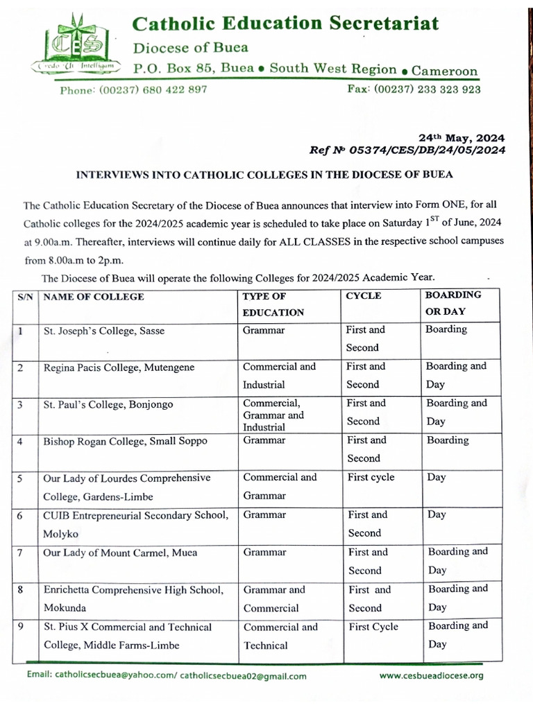 BRI Interviews Into Form One | PDF