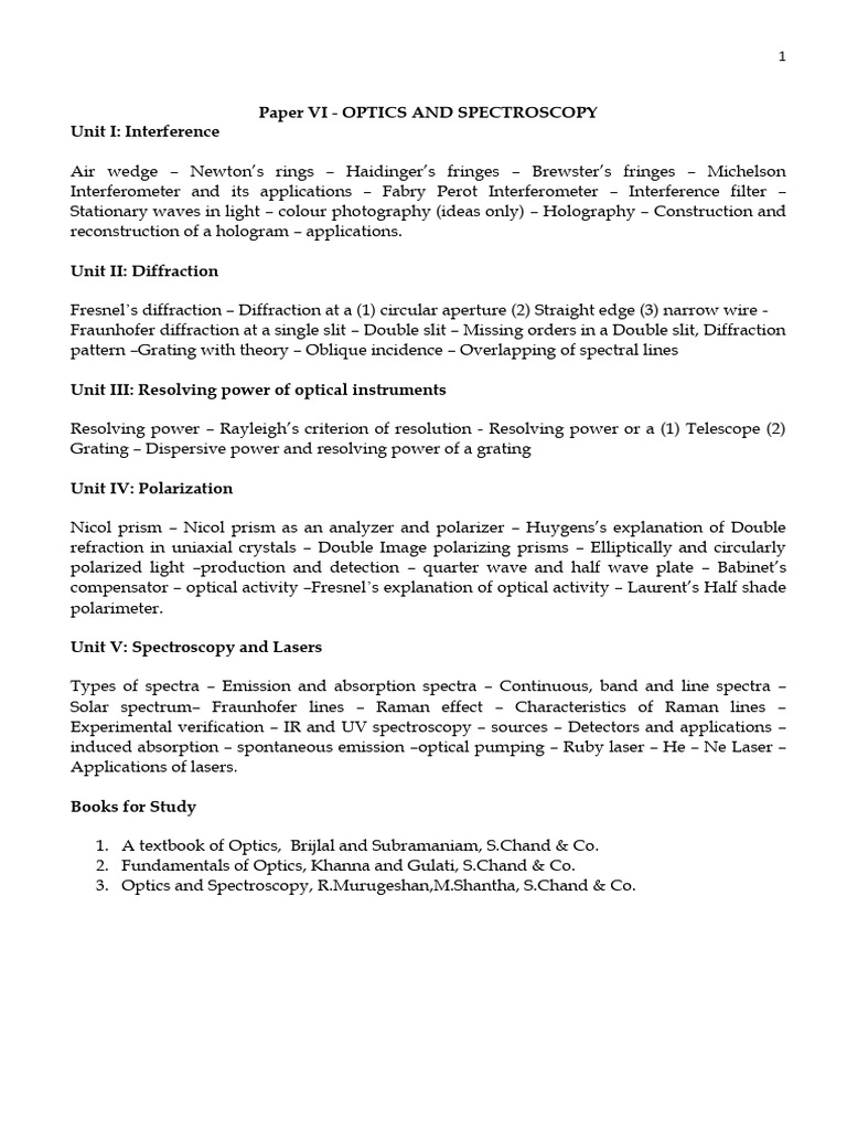 B.Sc., Physics_OPTICS_DDE_2022 | PDF | Interferometry | Optics