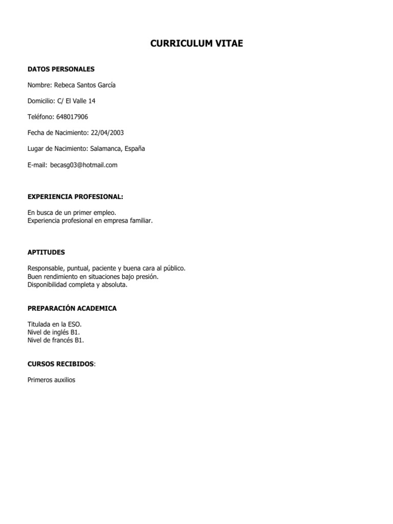 Curriculum Vitae: Datos Personales | PDF