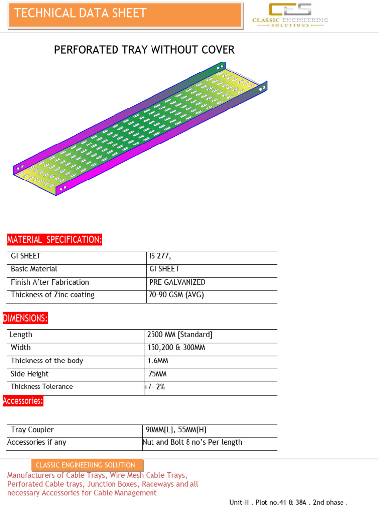 Perforated Cable Tray Specifications | PDF