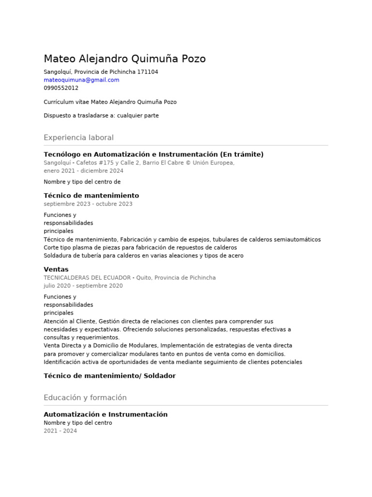 Mateo Alejandro Quimuña Pozo | PDF | Informática | Ciencias de la ...