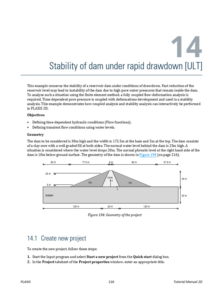 PLAXIS - 2D - 2024.2 - Tutorial - 14 - Stability of Dam Under Rapid ...
