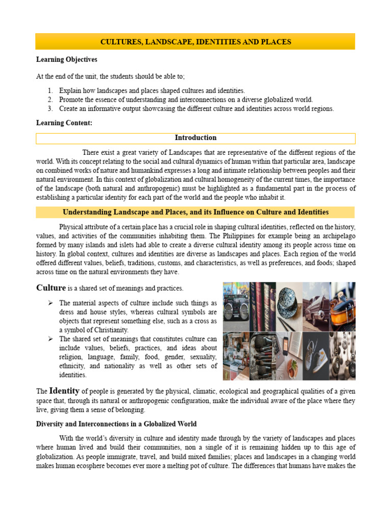 Cultures, Landscapes, Identities, and Places | PDF | Africa | East Asia