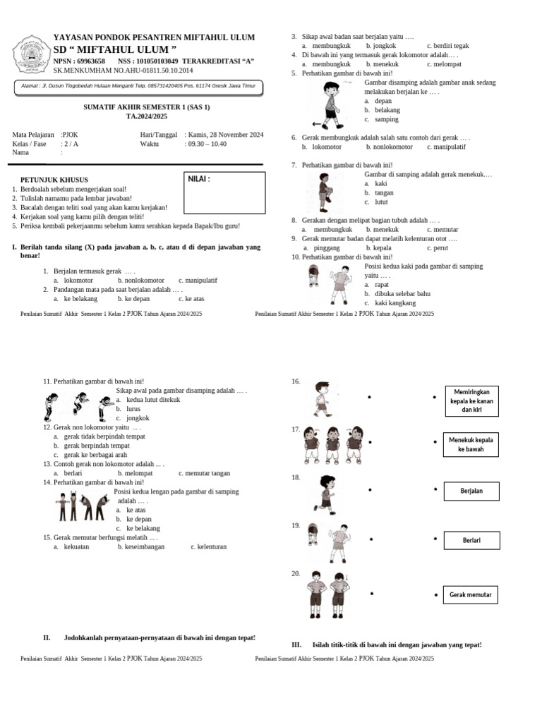 SAS 1 Kelas 2 PJOK | PDF