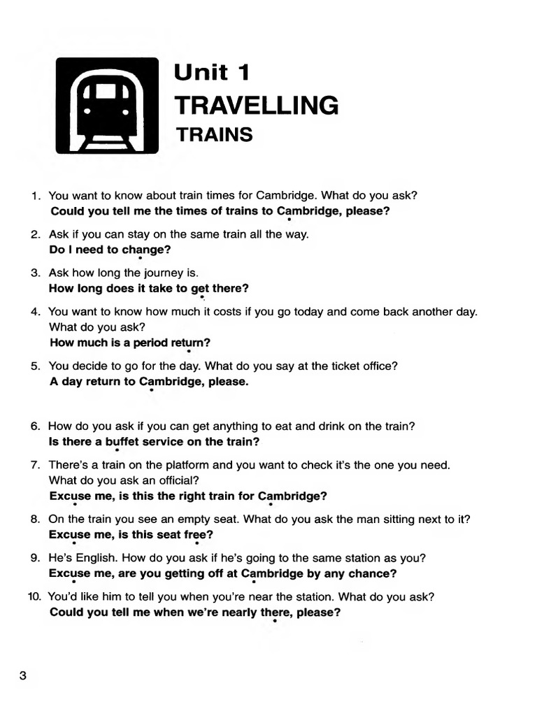 Situational English Everyday Situations Travelling | PDF