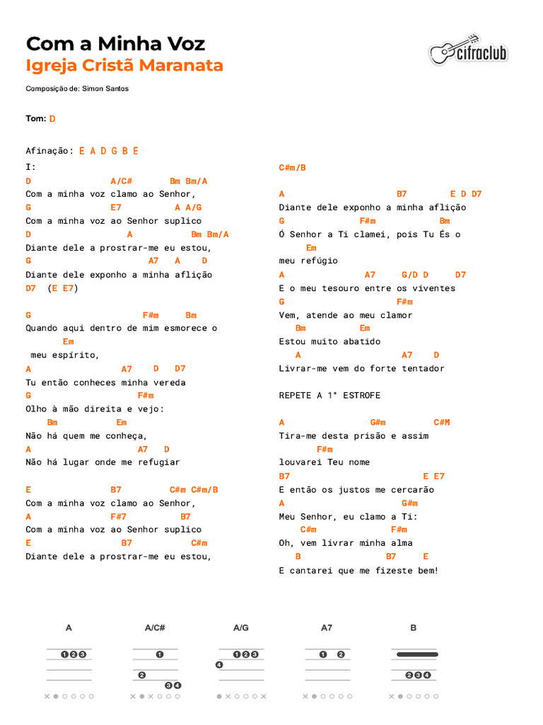 Cifra Club - Igreja Cristã Maranata - Com A Minha Voz | PDF